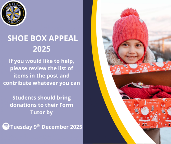 Aldridge School - Act of Kindness Shoebox Appeal